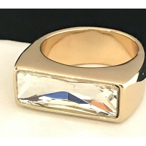 Jewelry | Designer Statement Ring Large Crystal Gold Tone | Poshmark